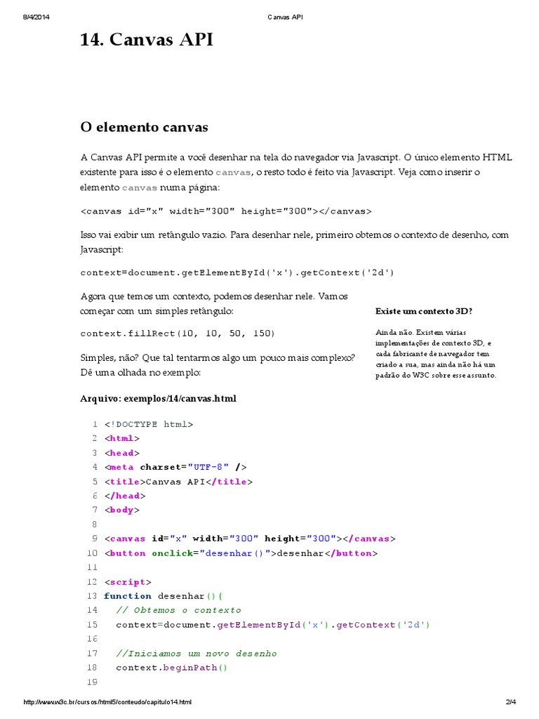 Canvas API Desenho | PDF | Script Java | Desenvolvimento de software