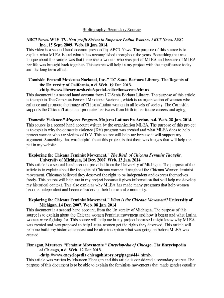 Bibliography Secondary Sources | PDF | Feminism | Gender Studies