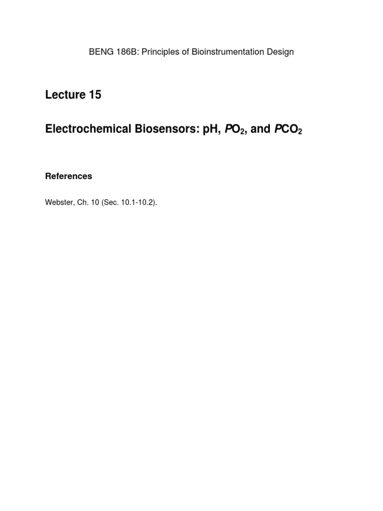 15-Electrochemical Biosensors - PH PO2 PCO2 | PDF | Science & Mathematics