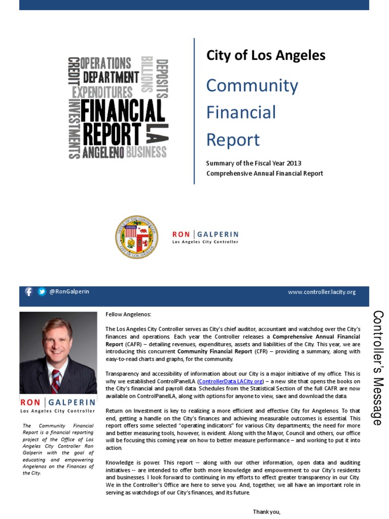 Los Angeles City Controller Ron Galperin's Community Financial Report | PDF | Financial ...