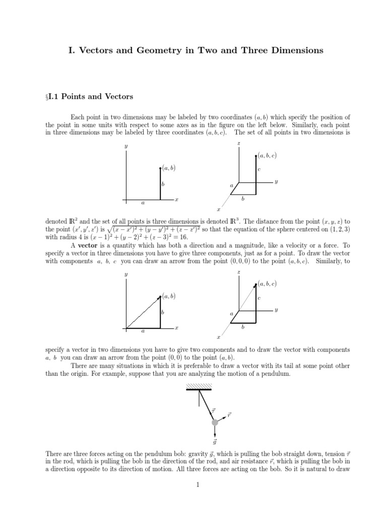 I. Vectors and Geometry in Two and Three Dimensions | PDF | Determinant ...