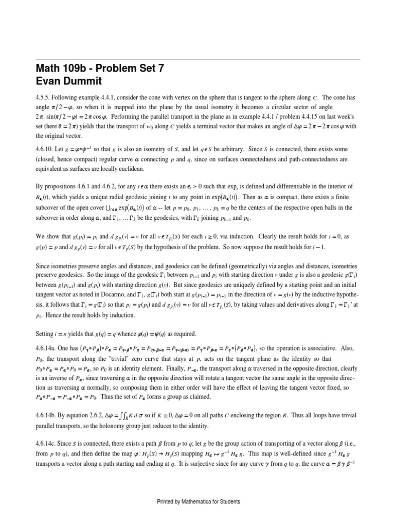 Math 109b - Problem Set 7 Evan Dummit: Printed by Mathematica For ...