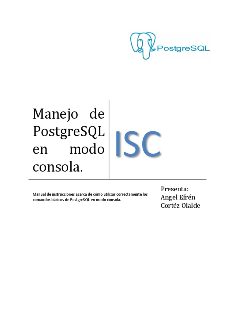 Manual Consola Postgresql | Descargar gratis PDF | Postgre Sql | Tabla ...