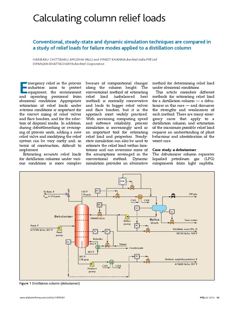 Calculating Column Relief Loads | PDF | Distillation | Steady State