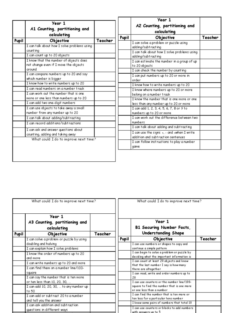 Targets Math Year1 | PDF | Subtraction | Teaching Mathematics