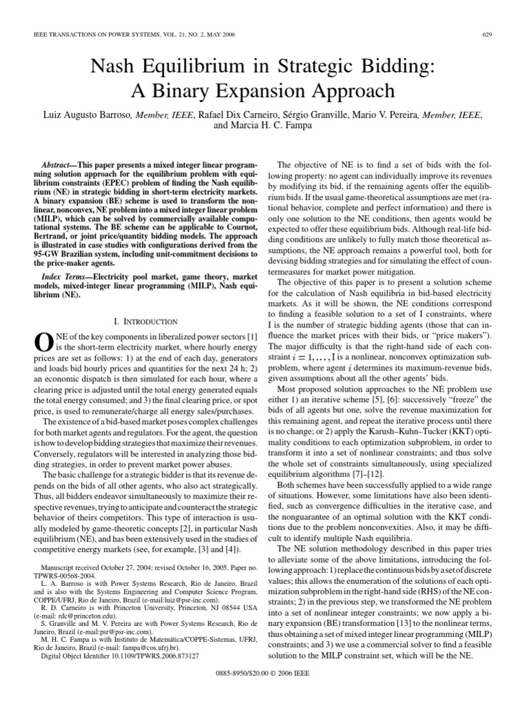 BE Nash Equilibria | PDF | Mathematical Optimization | Linear Programming