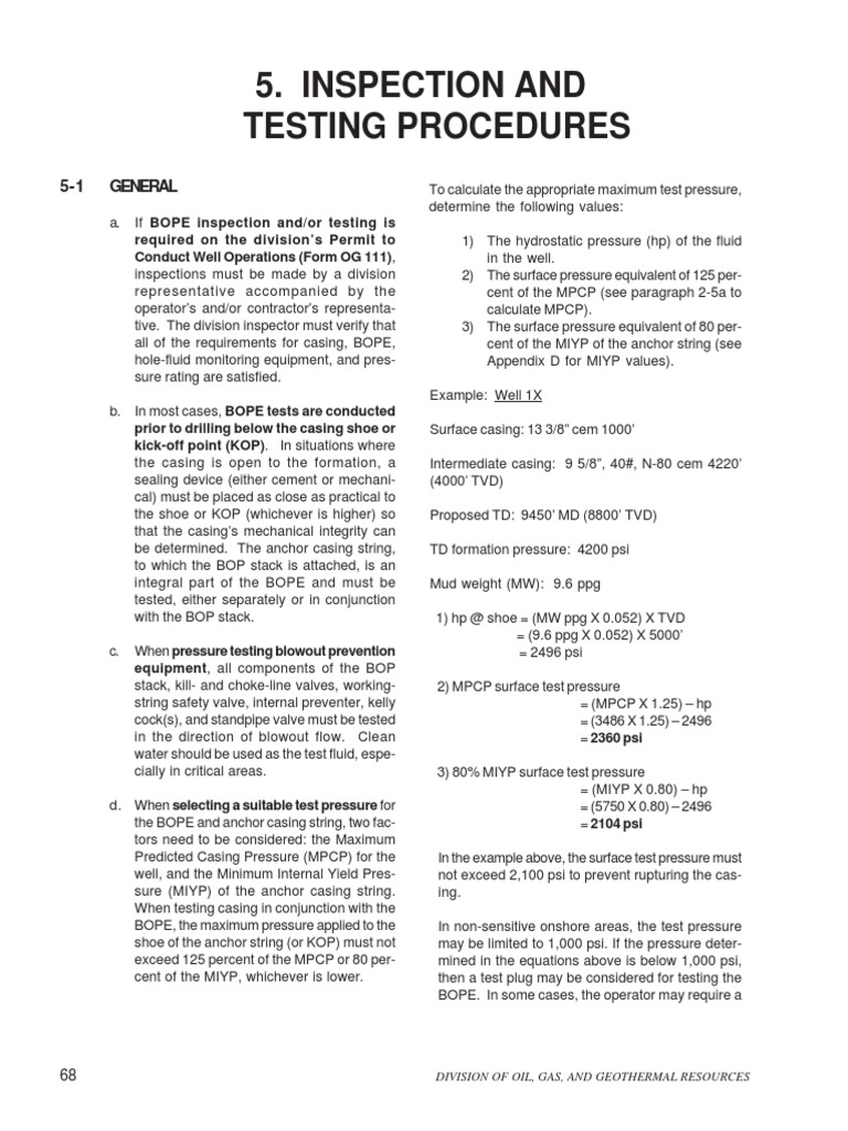 BOP Equipment Testing Procedures | PDF