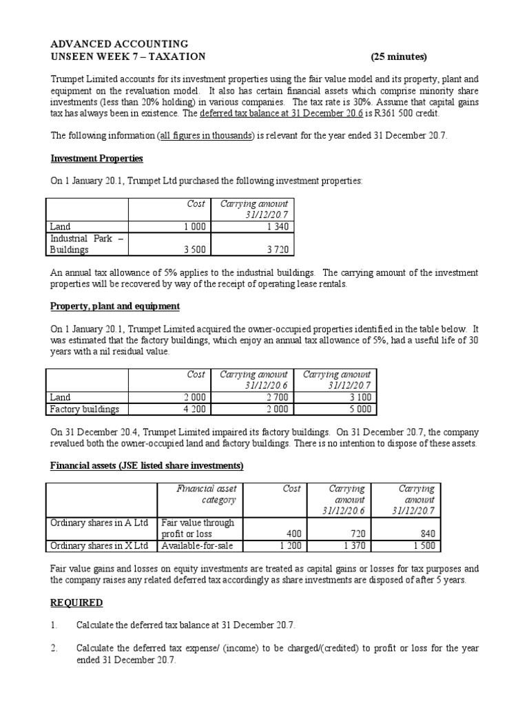 Additional Deferred Tax Examples.2 | PDF | Deferred Tax | Capital Gains Tax