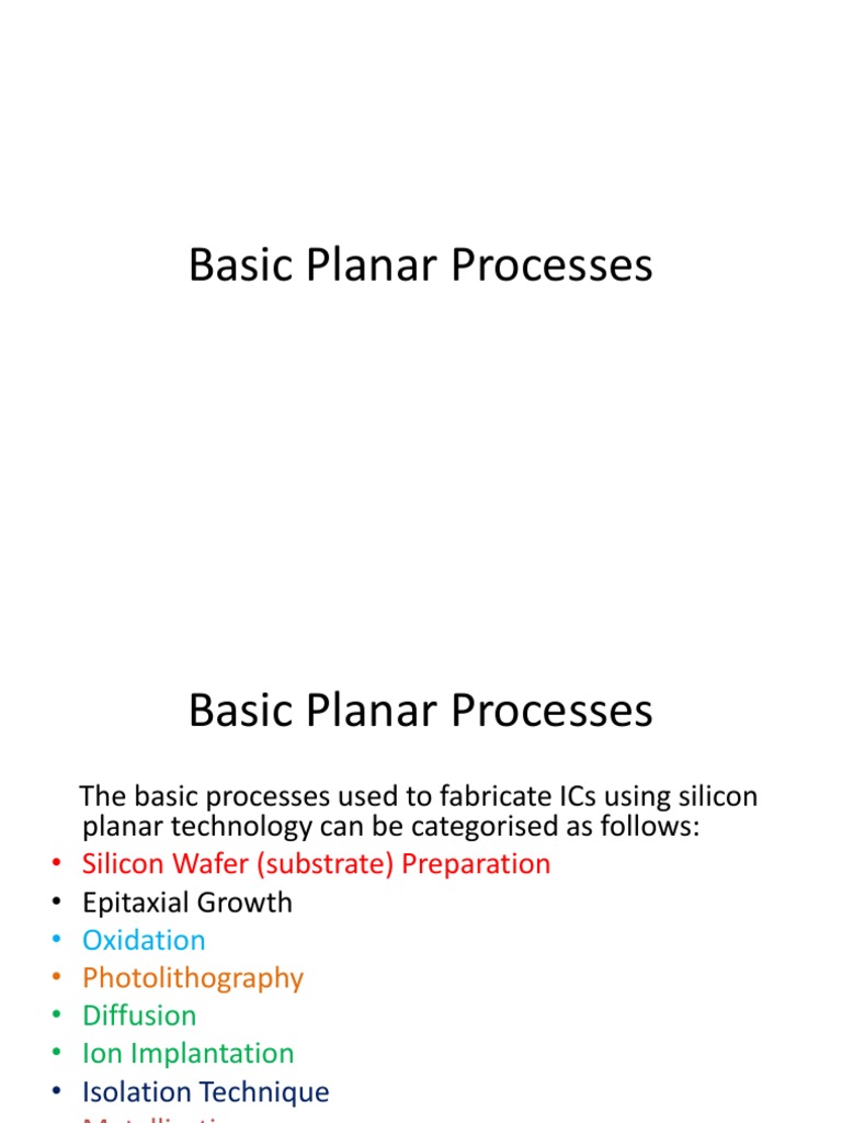 Basic Planar Process | PDF | Photolithography | Wafer (Electronics)