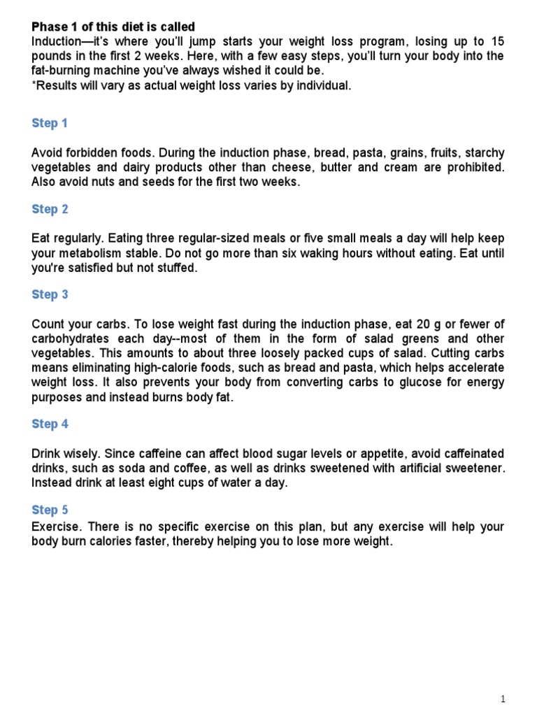Step 1: Phase 1 of This Diet Is Called | PDF | Eating | Dieting