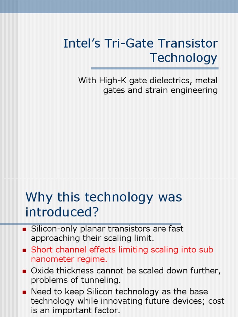 Intel's Tri-Gate Transistor Tech. | PDF | Field Effect Transistor ...