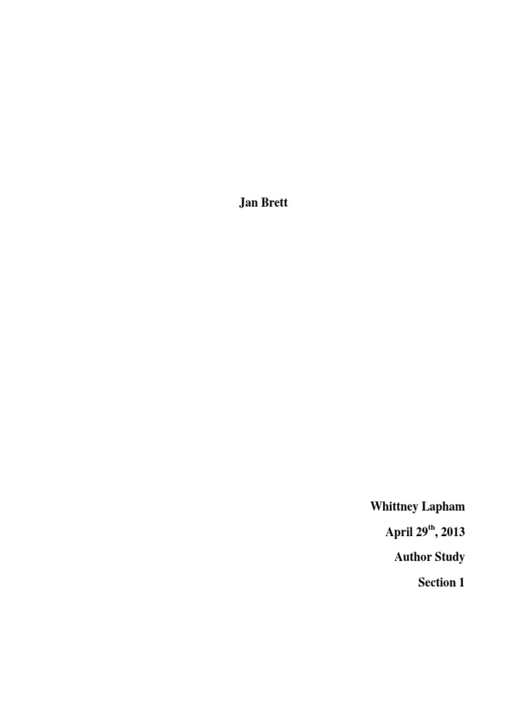 Jan Brett Author Study | PDF