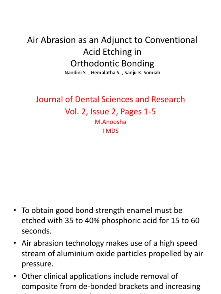 Air Abrasion As An Adjunct To Conventional Acid | PDF | Tooth Enamel ...