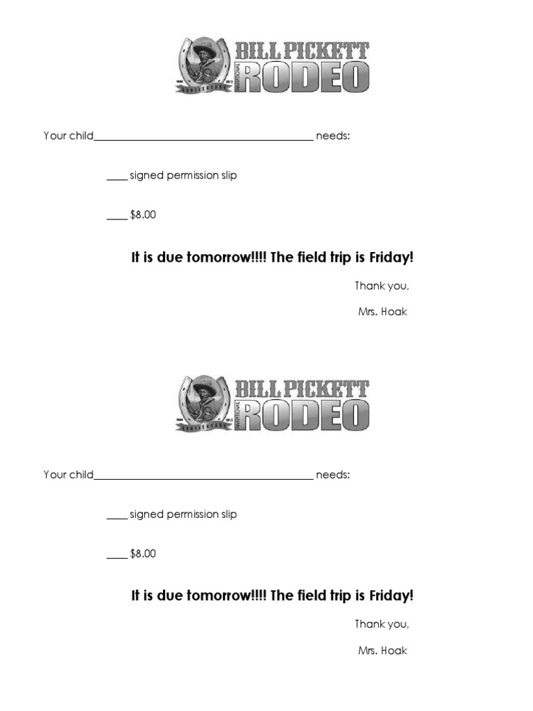 Field Trip Permission Slip Reminder | PDF