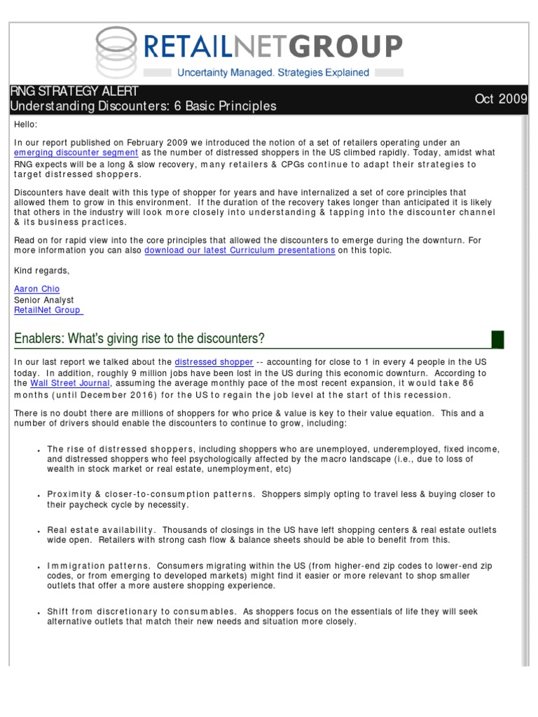 Discounters: Key Principles for Success | PDF | Retail | Pricing