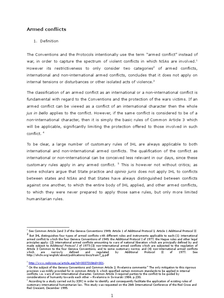 Armed Conflict | PDF | International Humanitarian Law | Geneva Conventions