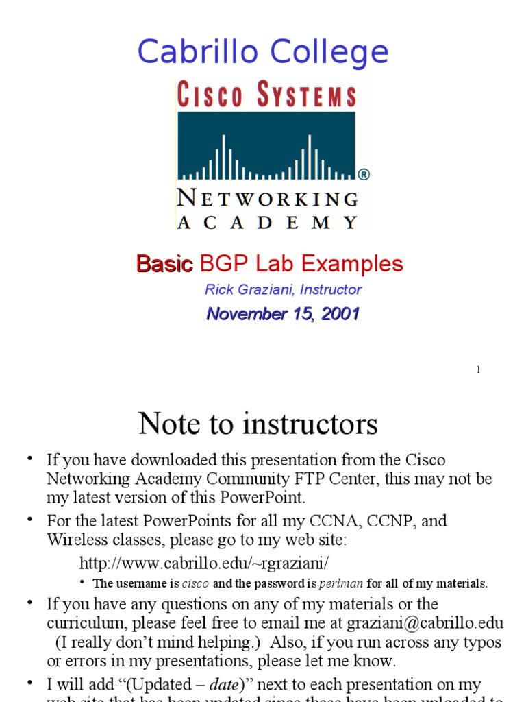 Basic BGP Lab Examples Guide | PDF | Router (Computing) | Routing