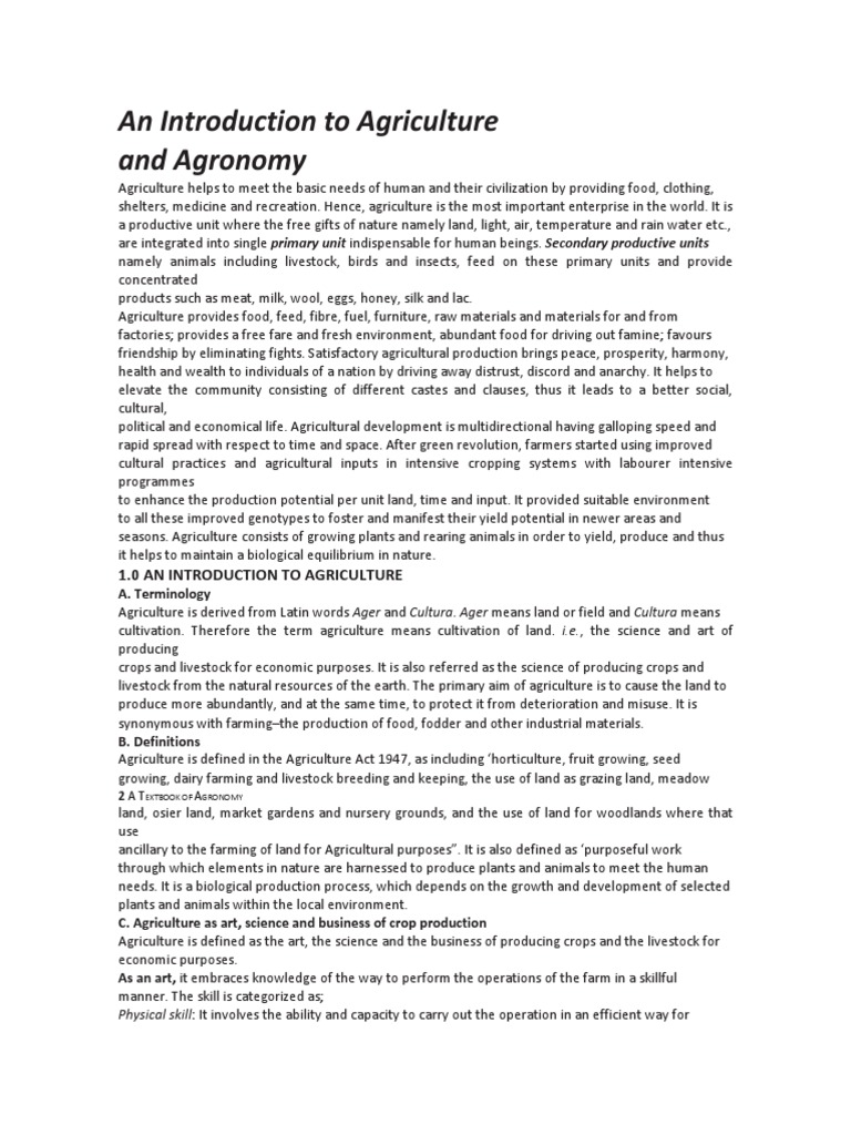 Introduction to Agriculture and Agronomy | PDF | Horticulture | Crop ...