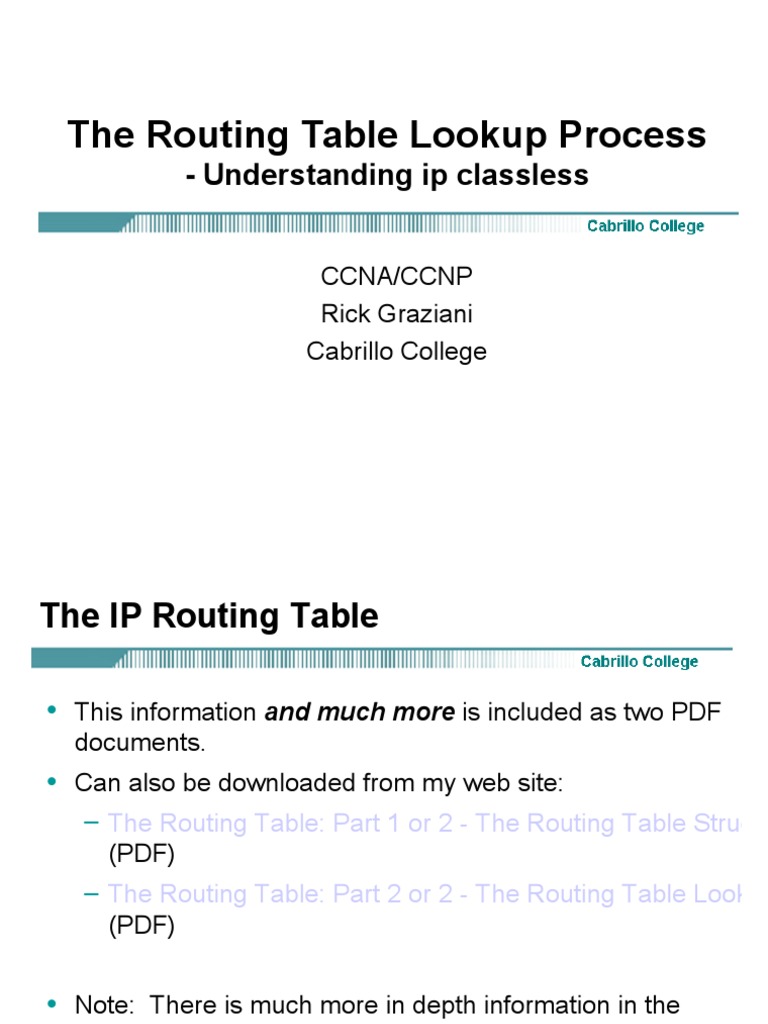 Routing Table Look Up Process | PDF | Router (Computing) | Ip Address