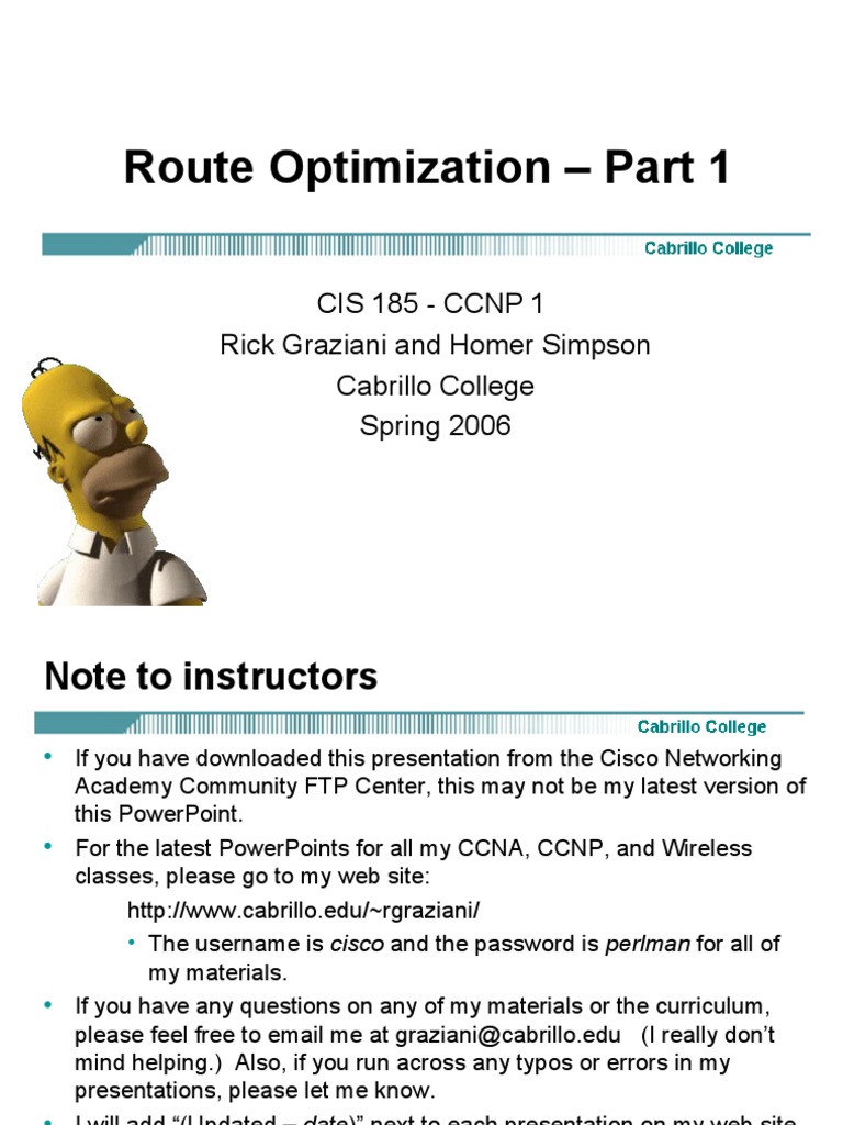 Cis185 Lecture RouteOptimization Part1 | PDF | Routing | File Transfer Protocol