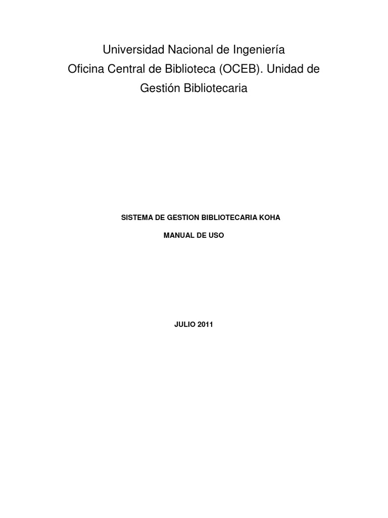 Manual De Usuario Koha Pdf Contraseña Catalogación