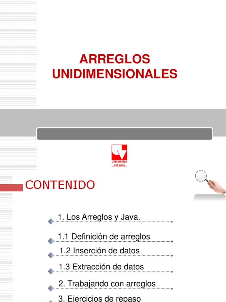Clase 8 - Arreglos Unidimensionales | PDF | Algoritmos | Java (lenguaje de programación)