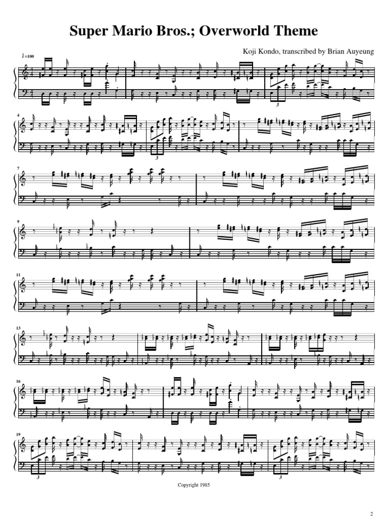 Super Mario Bros Overworld Theme 9240 | PDF | Nintendo Games | Gaming