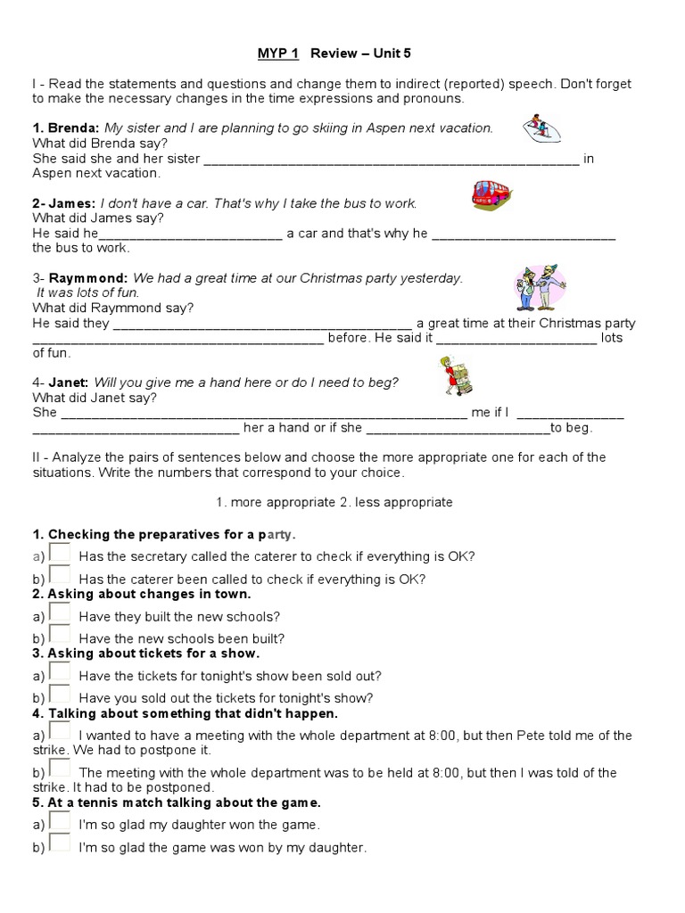 MYP 1 Review Unit 5 | PDF | Morphology | Syntax