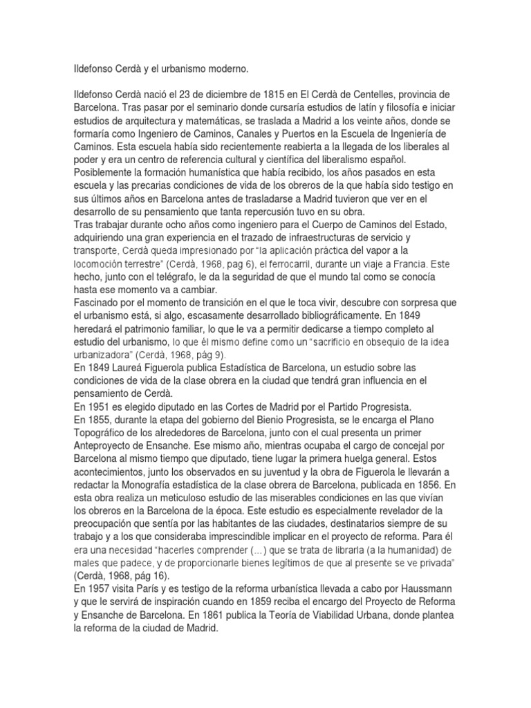 Ildefonso Cerdà y El Urbanismo Moderno | PDF | Barcelona | Transporte