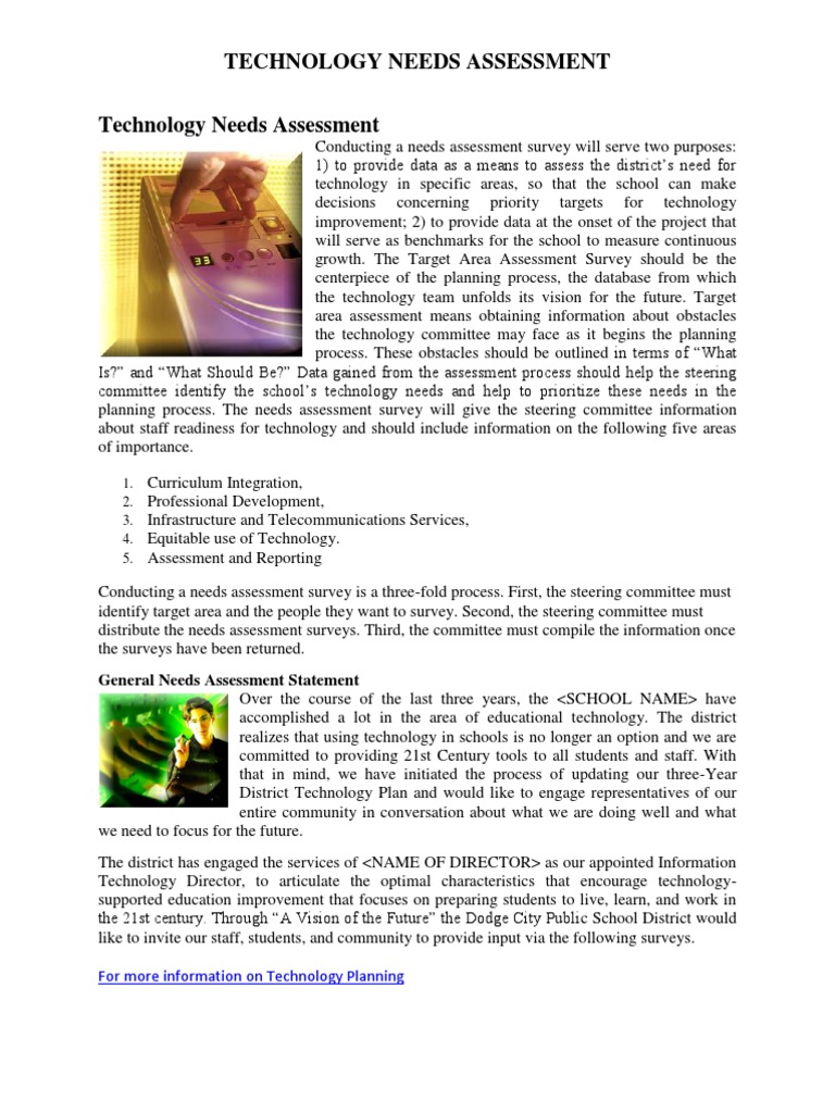 Technology Needs Assessment | PDF | Needs Assessment | Digital Technology