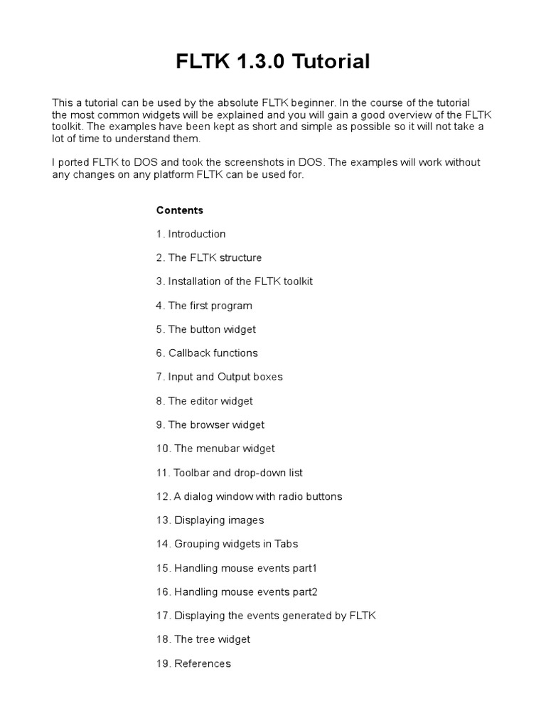 Fltk Tutorial Fltk Tweaks Pdf Button Computing Library Computing
