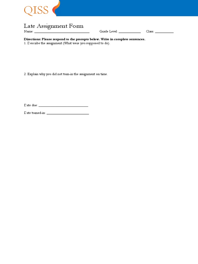 Late Assignment Form 1 | PDF