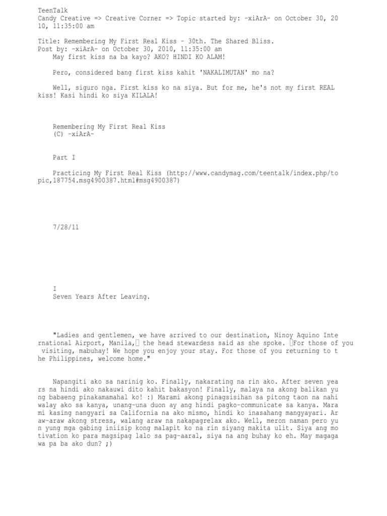 Remembering My First Real Kiss | PDF