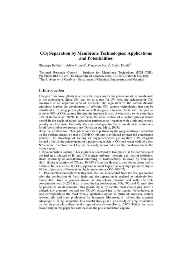 CO2 Separation by Membrane Technologies: Applications and ...