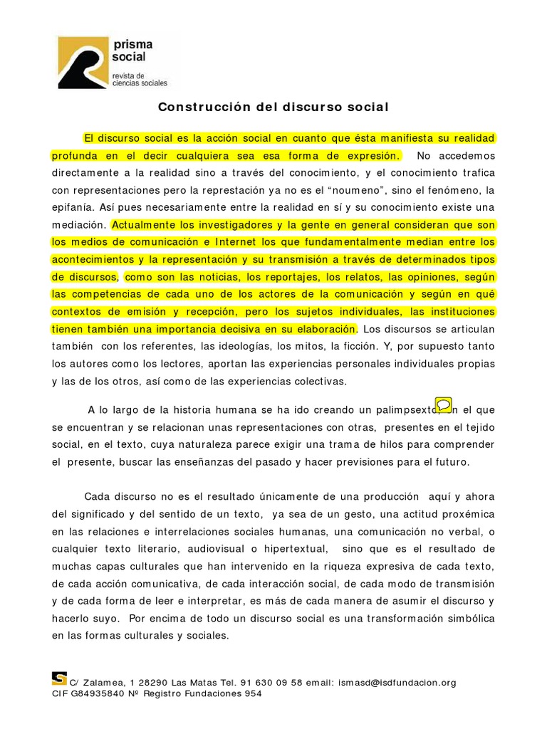 Construccion Del Discurso Social | PDF | Medios de comunicación ...