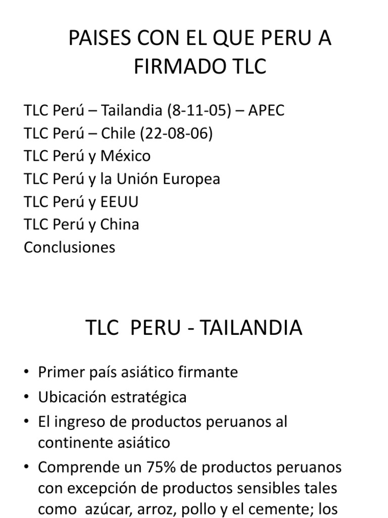 Tratados de Libre Comercio de Perú | PDF | Tratado de Libre Comercio ...