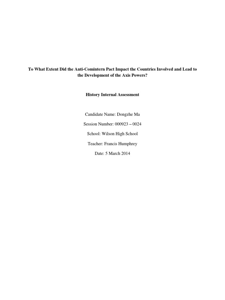 IB History Internal Assessment (IA) | PDF | Empire Of Japan | Kingdom ...