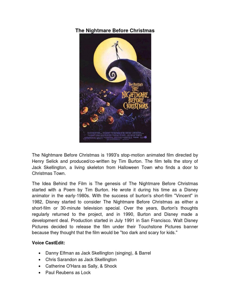 The Nightmare Before Christmas Overview | PDF | Christmas | Animation