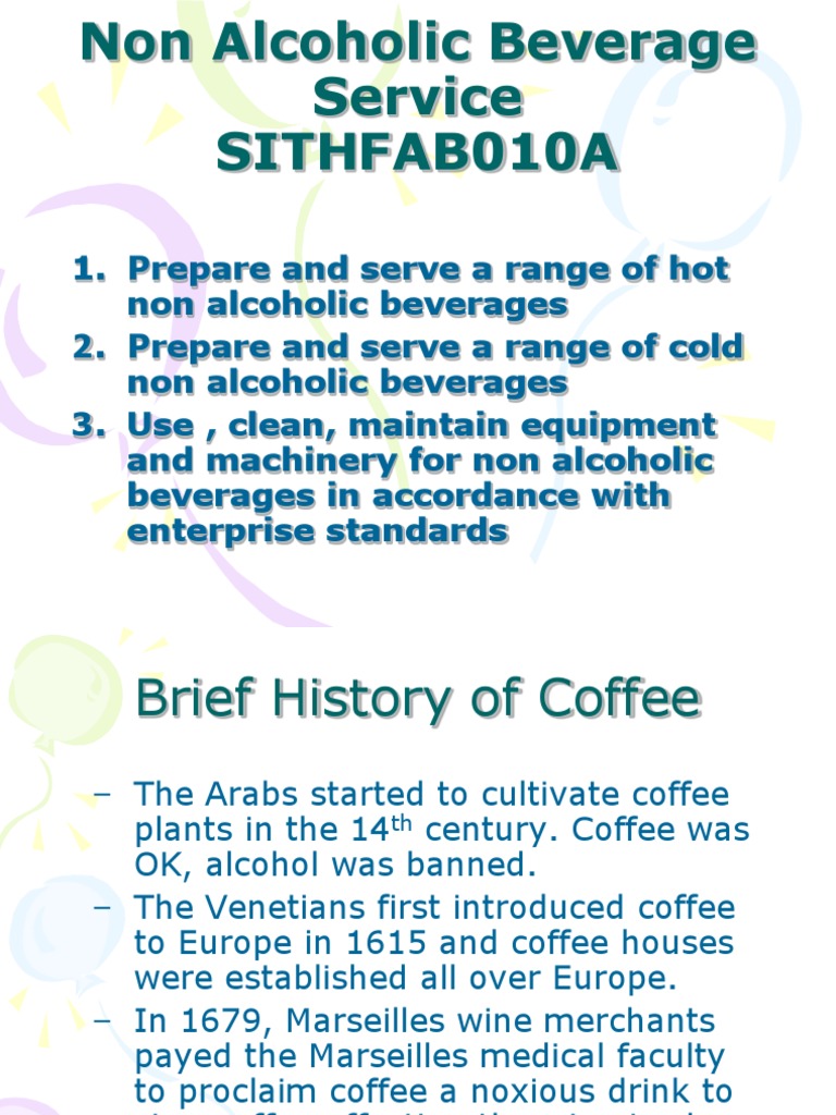Non Alcoholic Beverage Service | PDF | Coffee | Tea