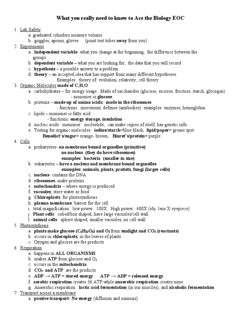 Biology EOC Study Guide | PDF | Allele | Evolution