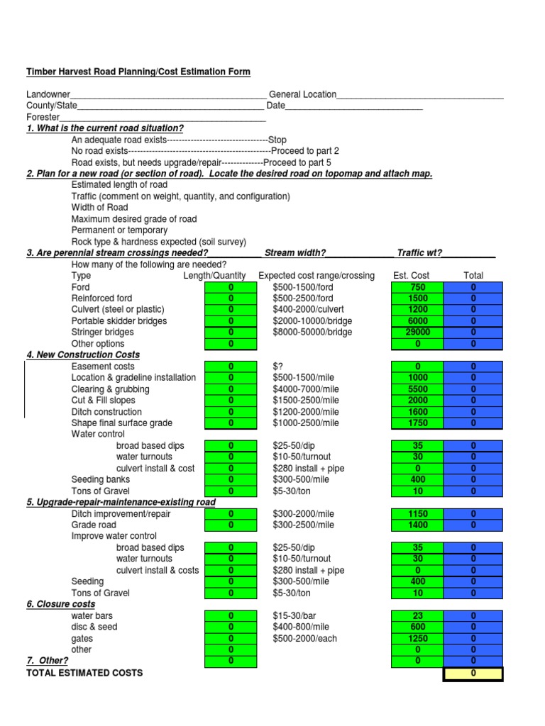 Road Costing Spreadsheet | PDF | Bridge | Road