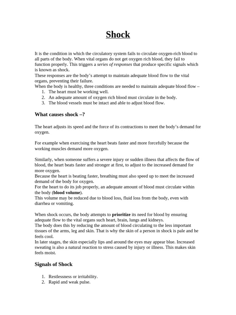 First Aid: Shock | PDF