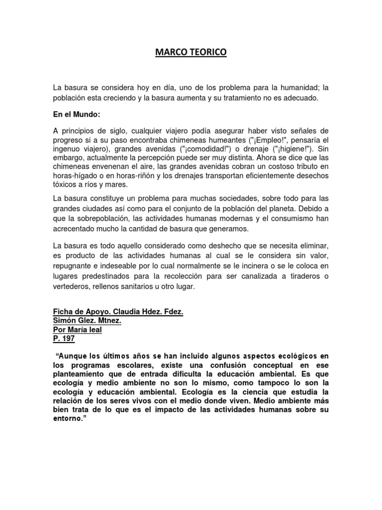 Marco Teorico | PDF | Papel | Residuos