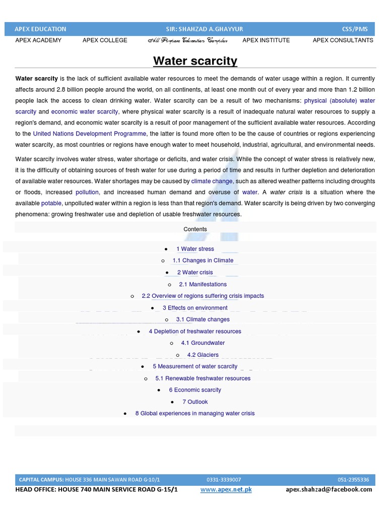 Water Scarcity | Water Scarcity | Water Resources