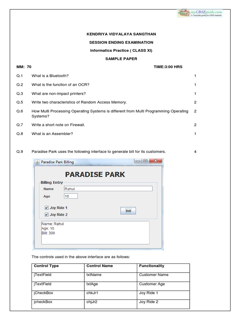 Class 11 IP Sample Paper 2025-26 | PDF | Central Processing Unit ...