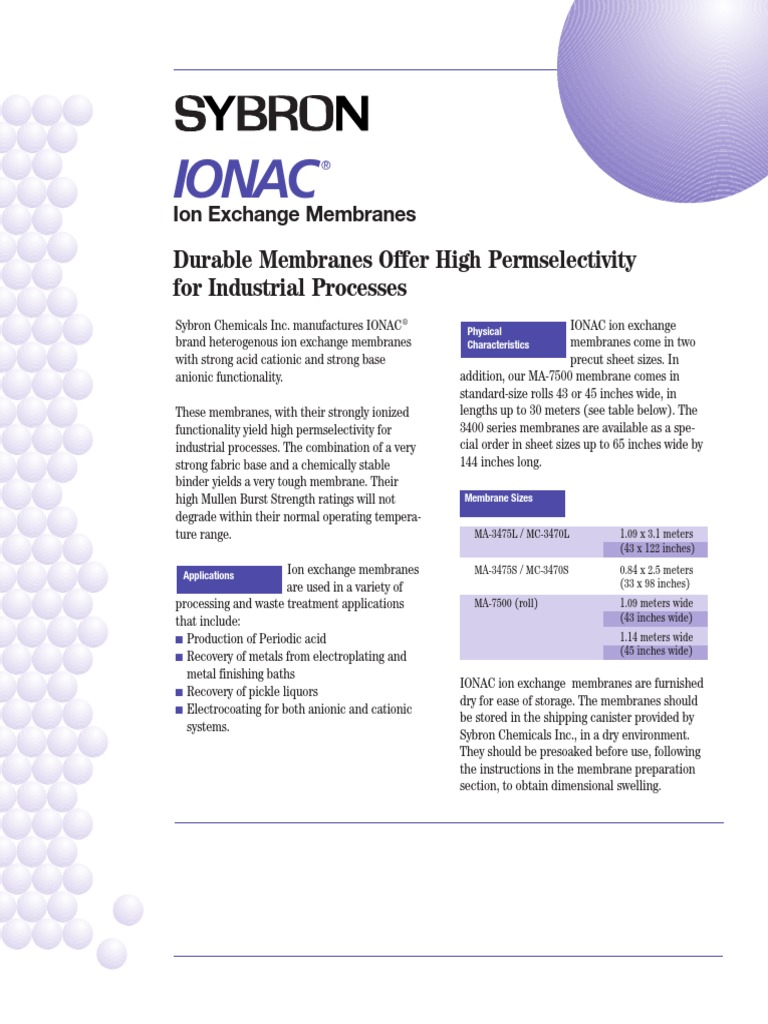 Ionac Membrane | PDF | Ion | Ion Exchange