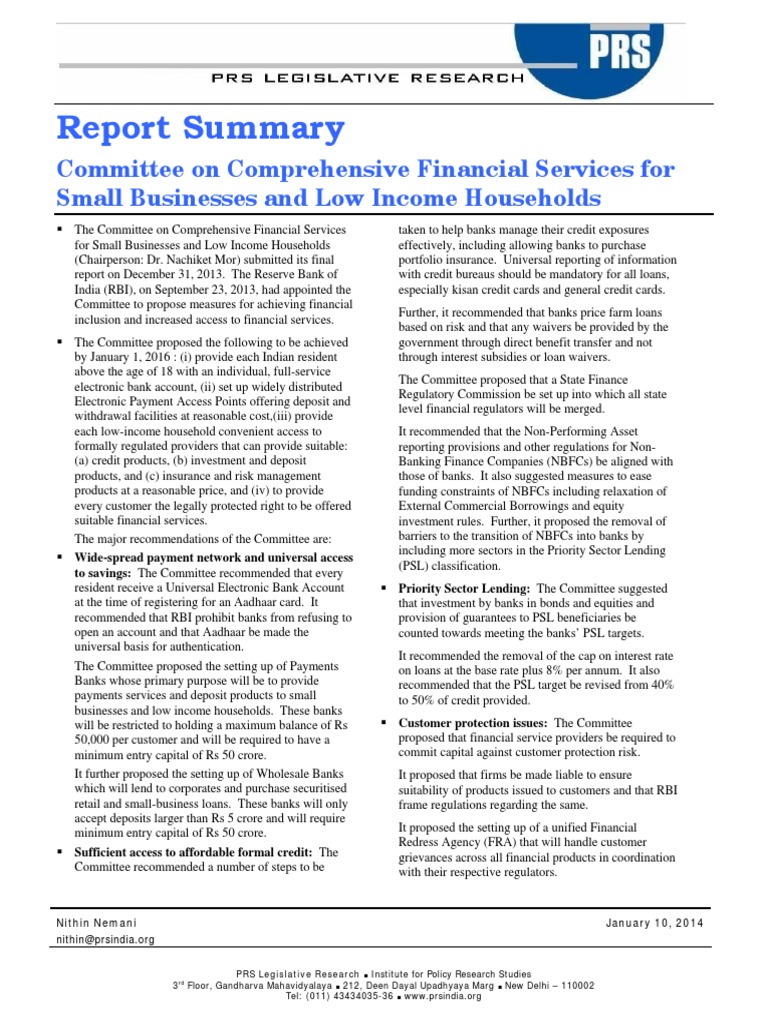 Nachiket Mor Comm Report | PDF | Credit (Finance) | Non Bank Financial ...