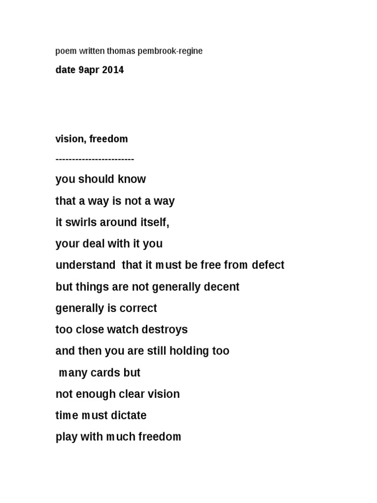 Poem on Vision and Freedom | PDF | Art | Self-Improvement