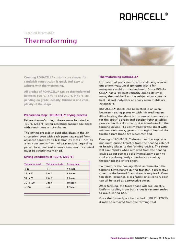 ROHACELL Thermoforming | PDF | Hvac | Industries