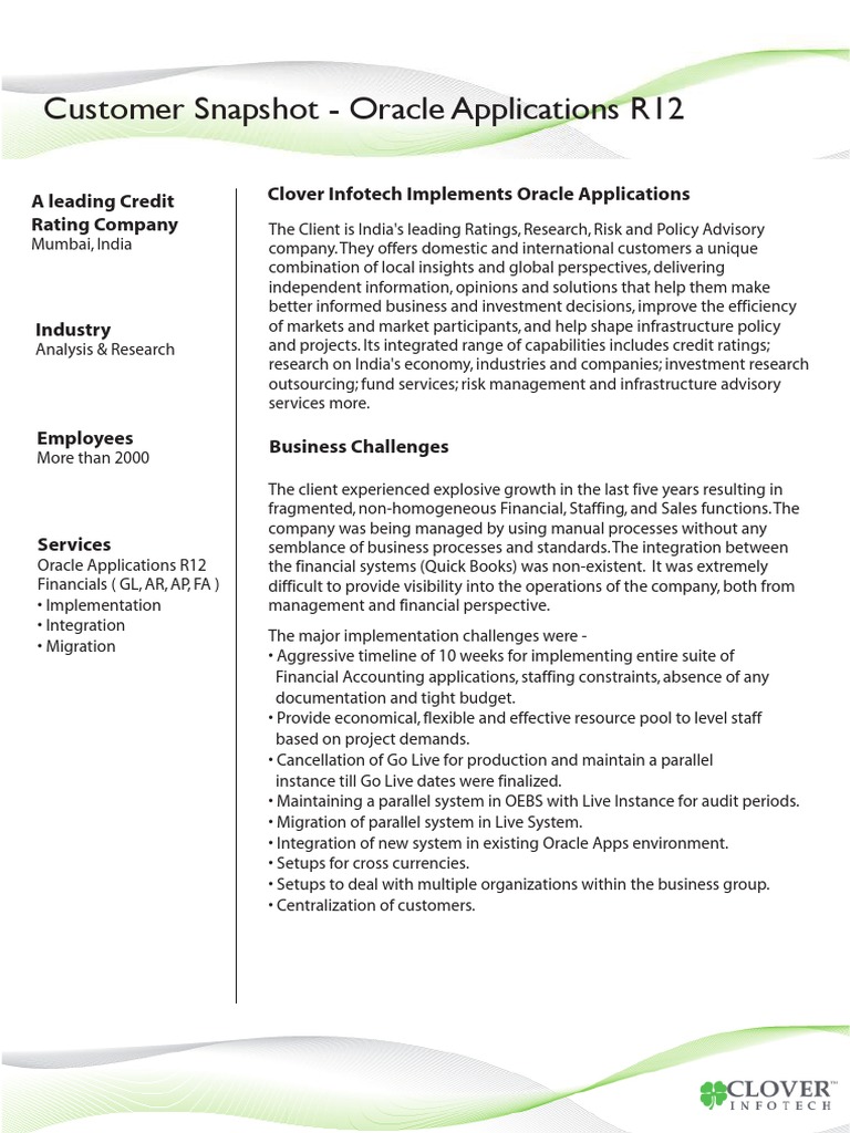 Customer Snapshot - Oracle Applications R12 | PDF | Implementation ...